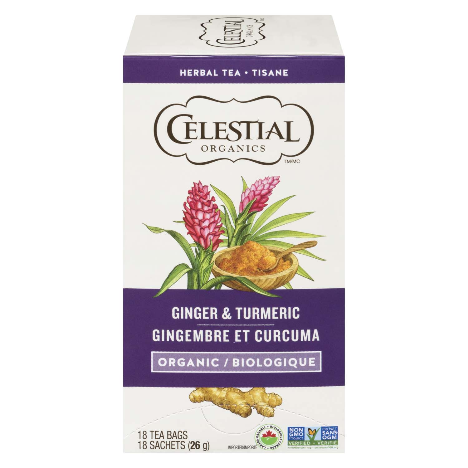 Celestial Organics Herbal Tea Ginger & Turmeric Organic 18 Tea Bags 26 ...