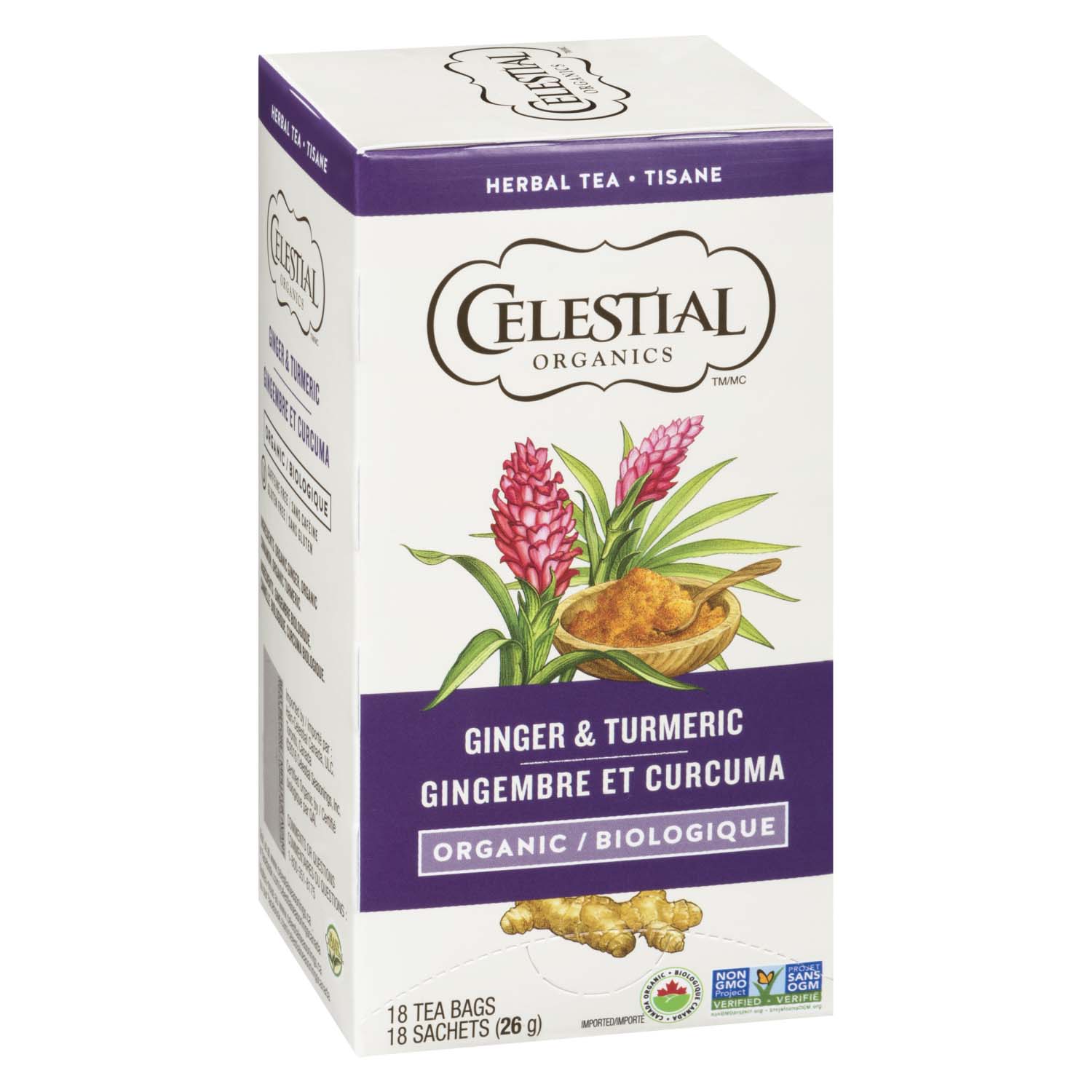 Celestial Organics Herbal Tea Ginger & Turmeric Organic 18 Tea Bags 26 ...