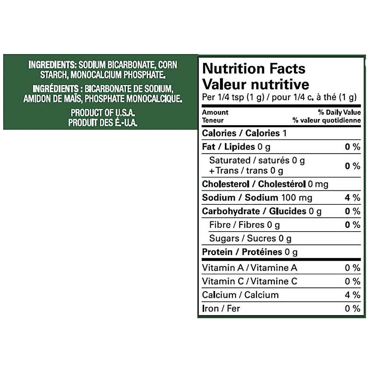 Baking Powder Nutrition Chart at Paulette Flores blog